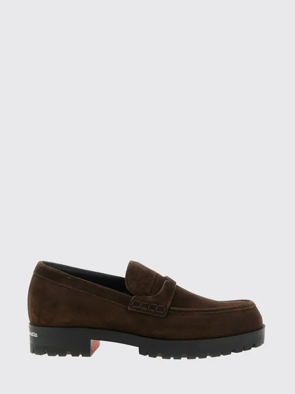 CHRISTIAN LOUBOUTIN Cavavin Suede Calfskin Penny Loafers - Brown