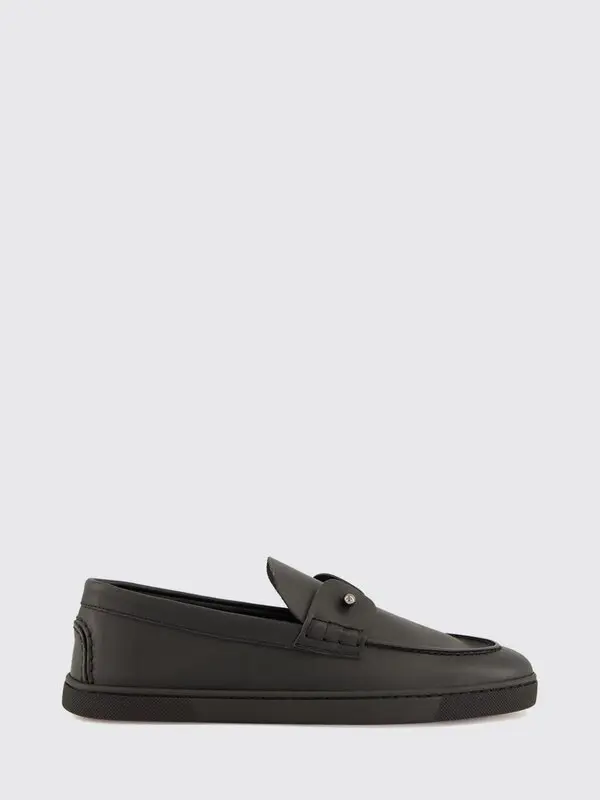 CHRISTIAN LOUBOUTIN Chambeliboat Calf Leather Loafers With Piercing Embellishments - Black