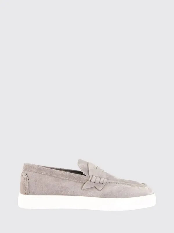 CHRISTIAN LOUBOUTIN The Harold I Suede Calfskin Loafers With Penny Bar Detail - Gray