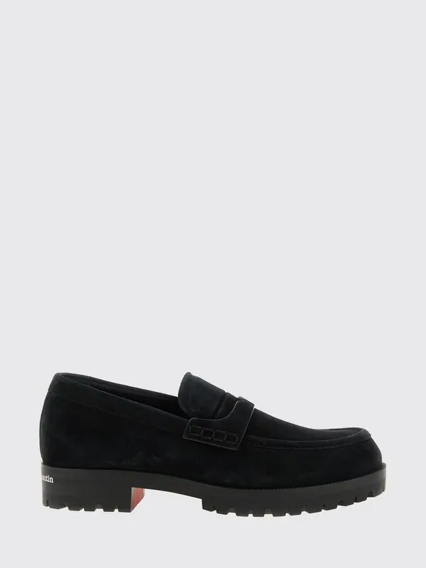 CHRISTIAN LOUBOUTIN Cavavin Suede Calfskin Penny Loafers - Black