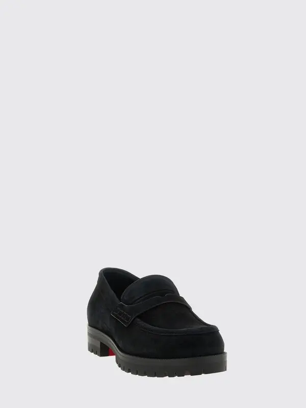 CHRISTIAN LOUBOUTIN Cavavin Suede Calfskin Penny Loafers - Black