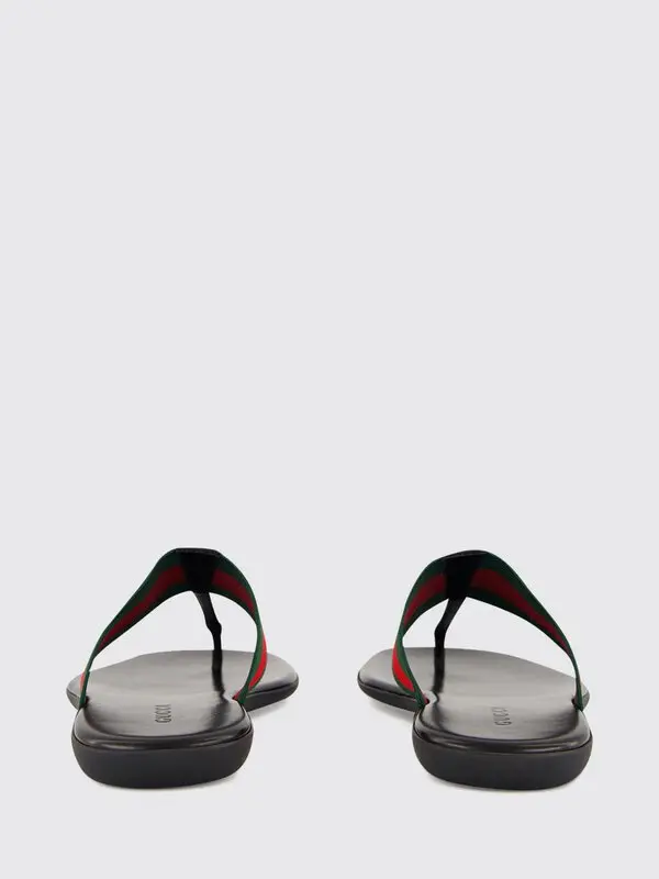 Gucci Flip-flop Sandals In Nylon With Iconic Bicolour Web Stripe - Black
