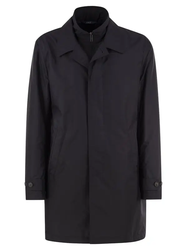 FAY Morning Coat Padded Technical Fabric Coat - Blue