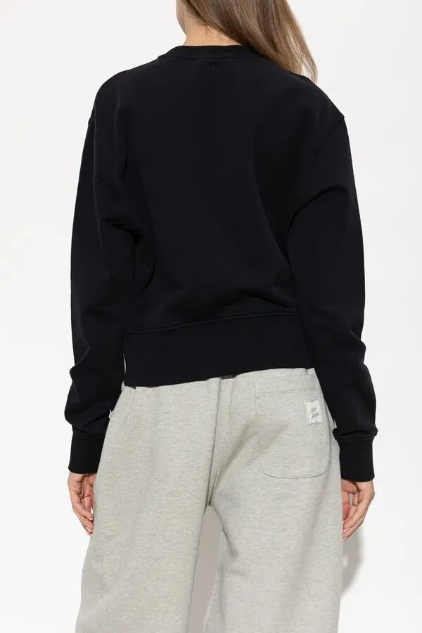 AMI Paris Cotton Sweatshirt With Embroidered Logo - Black