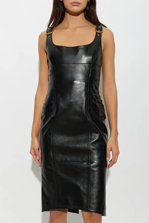 Versace Leather Midi Dress