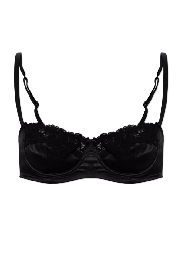 Dolce & Gabbana Silk Balconette Bra With Lace Trim - Black
