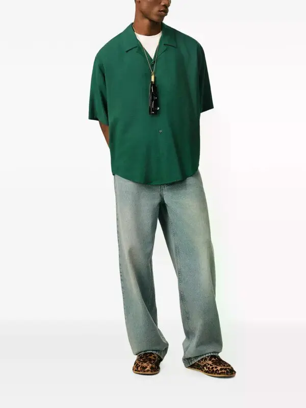 AMI Paris Boxy Viscose Twill Short-sleeve Shirt