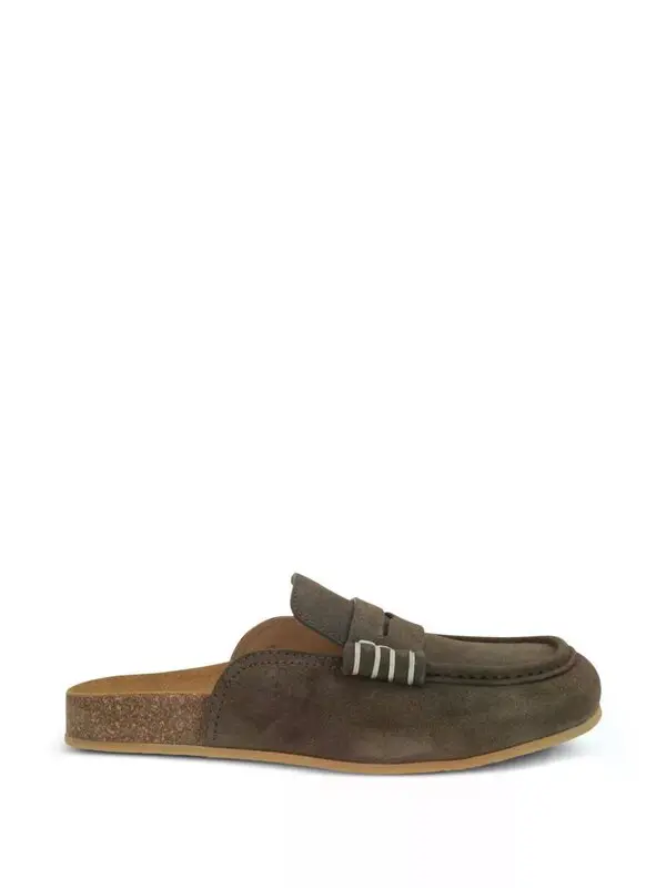 JW Anderson Stitch-detail Suede Mules - Brown
