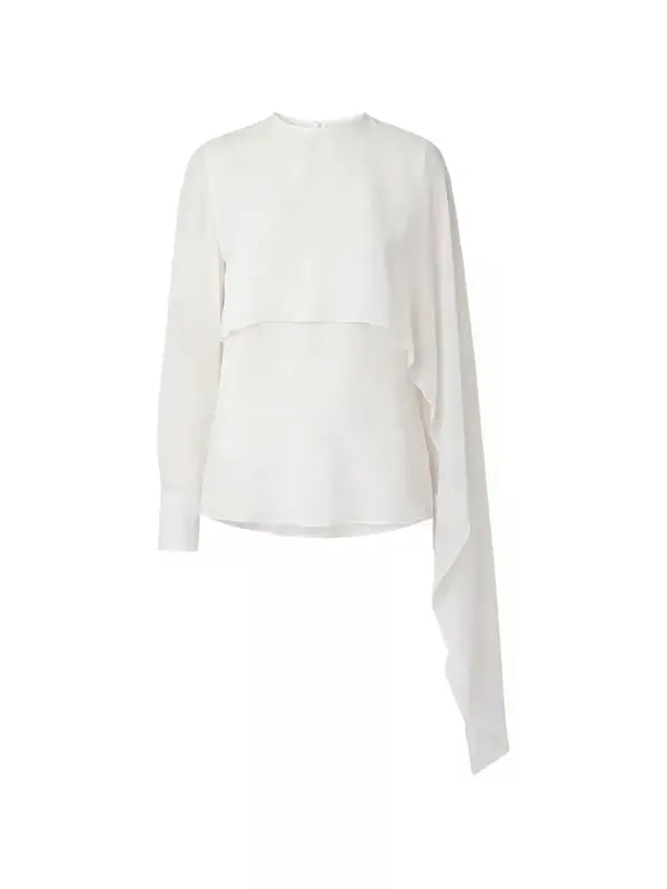 NICHOLAS Layered Asymmetric-drape Blouse - White