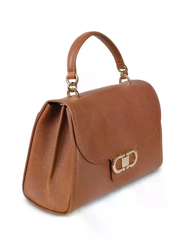 FERRAGAMO Double Gancini Top Handle - Brown