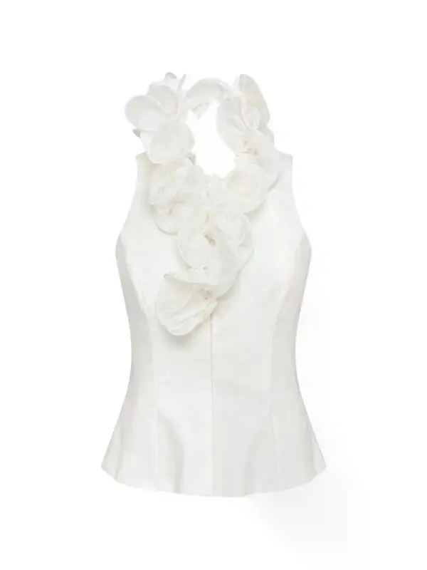 STOLEN STORES Floral-appliqué Halterneck Top