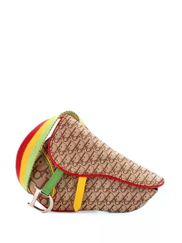 Dior Vintage Rasta Saddle Waist Bag Diorissimo Canvas Belt Bag - Brown