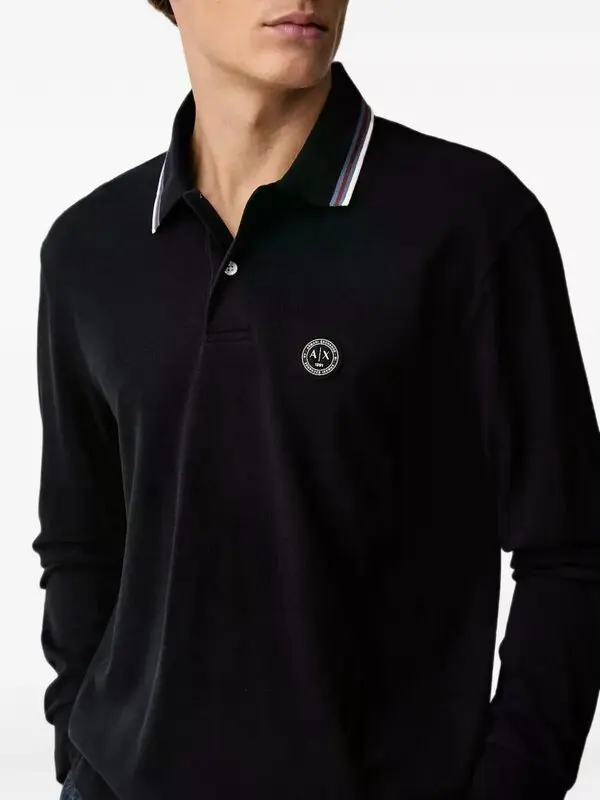Armani Exchange Logo-patch Long-sleeve Polo Shirt