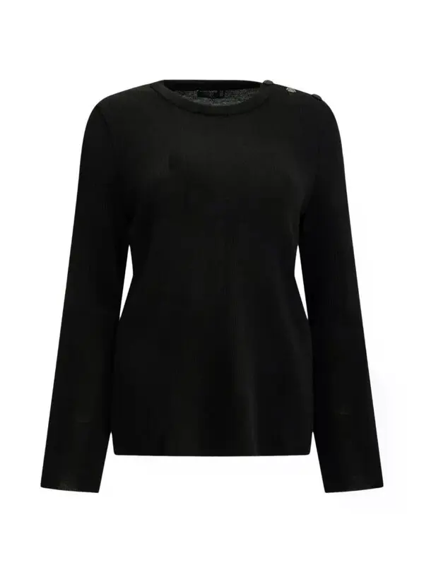Saint James Button-shoulder Elbow-patch Sweater - Black