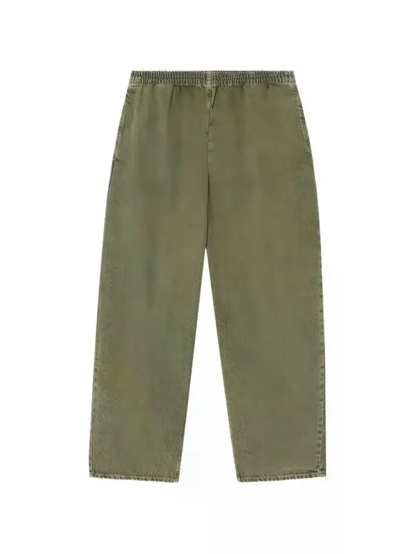 American Vintage Uzatown Elasticated-waistband Cotton Wide-leg Jeans - Green