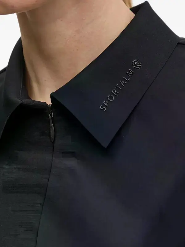 SPORTALM Zip-up Pleated-sleeve Polo Shirt