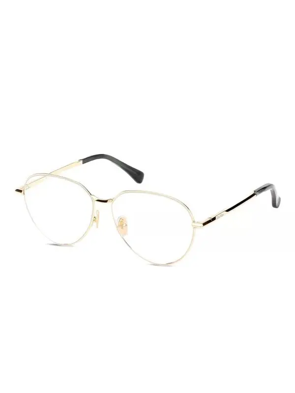 Max Mara Metallic Oval-framed Glasses - Gold