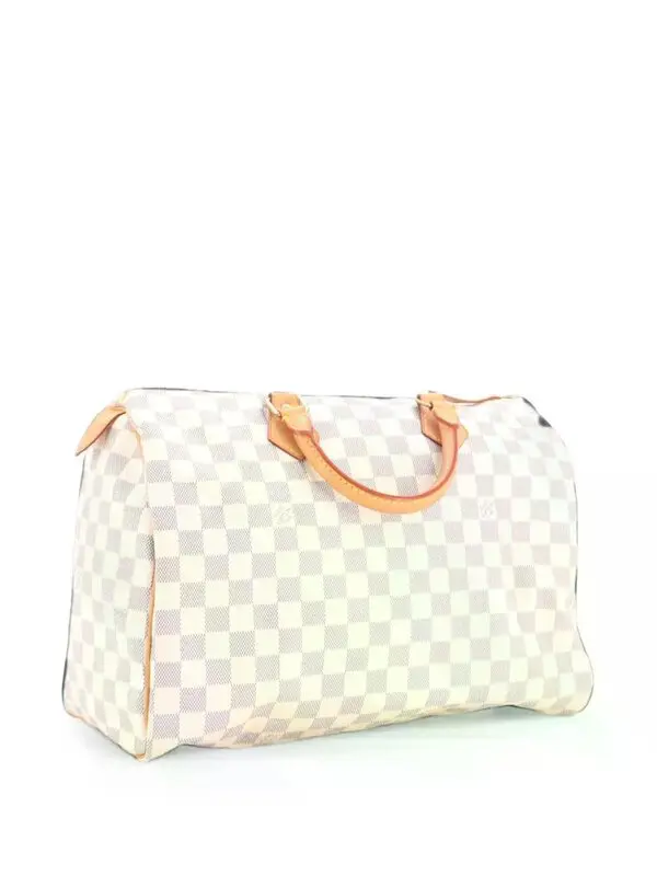 LOUIS VUITTON Speedy Handbag Damier 35 Satchel - White