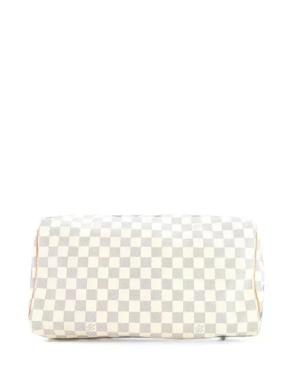 LOUIS VUITTON Speedy Handbag Damier 35 Satchel - White