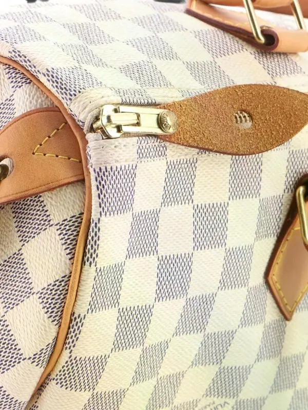 LOUIS VUITTON Speedy Handbag Damier 35 Satchel - White