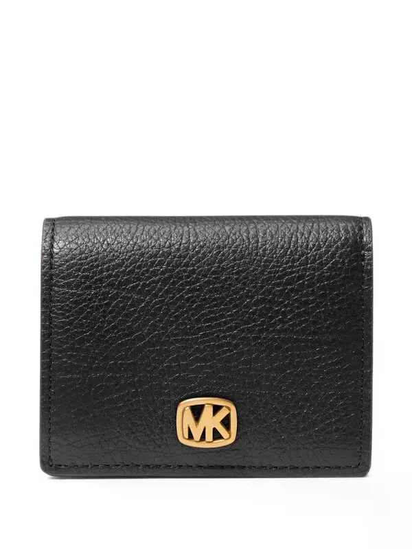Michael Kors Logo-plaque Pebbled Leather Wallet - Black