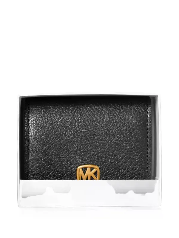 Michael Kors Logo-plaque Pebbled Leather Wallet - Black