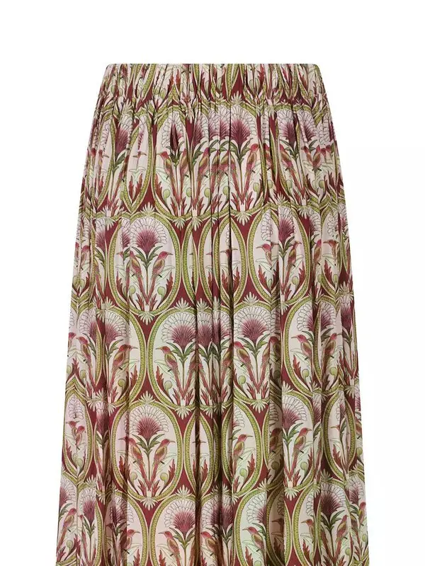 Farm Rio Garden Medal Printed Midi Pleated Skirt