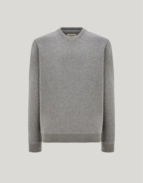 Canali Gray Melange Reversible Jersey Regular Fit Crew Neck - Grey