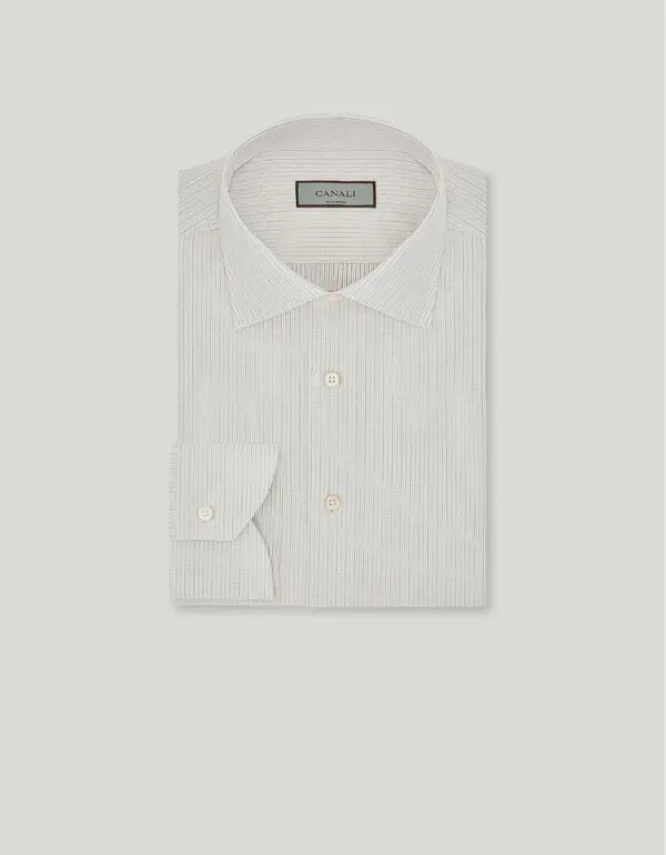 Canali Impeccabile And Brown Cotton Striped Regular-fit Shirt