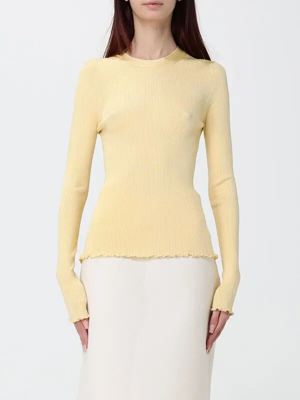 Alaïa Alai�a Slim Fit Ribbed Silk Crewneck Jumper With Long Sleeves - Yellow