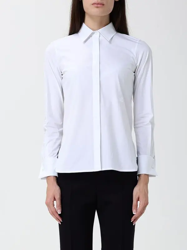 Max Mara Slim Fit Stretch Cotton Shirt With Concealed Placket - White