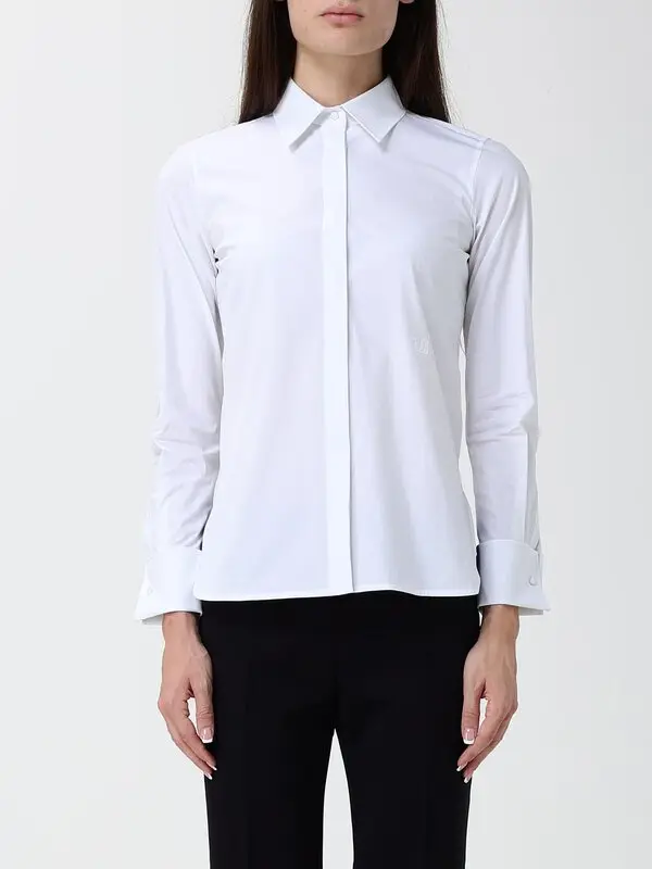 Max Mara Slim Fit Stretch Cotton Shirt With Concealed Placket - White