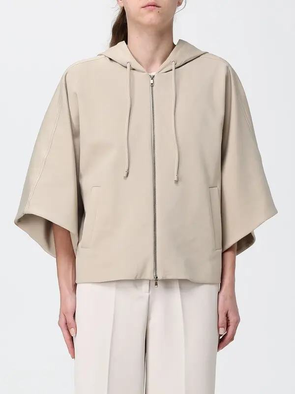 Max Mara Zipped Cotton-blend Hoodie With Dropped Shoulders - Cream