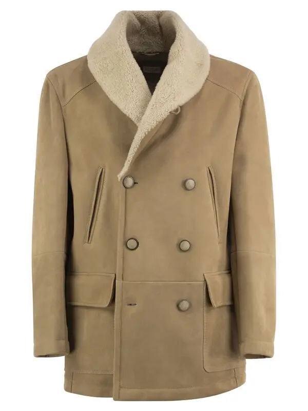 Brunello Cucinelli Double-breasted Shearling Coat - Cream