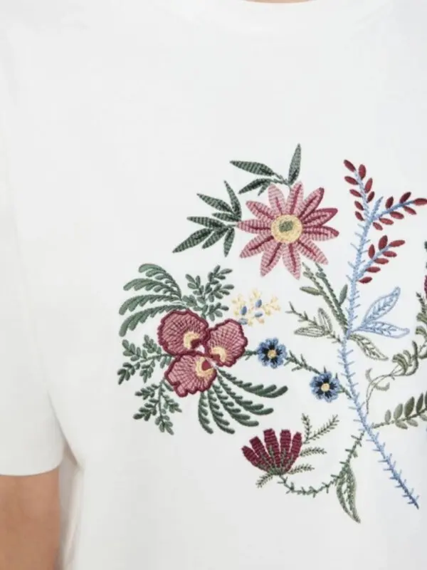 Max Mara Cotton T-shirt With Floral Embroidery - White