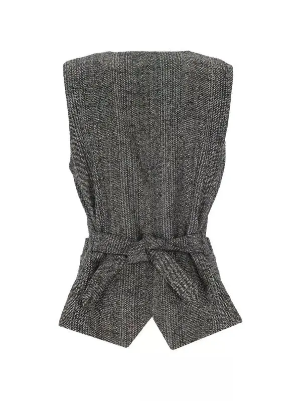 KRISTINA TI Herringbone-pattern Belted Jacket