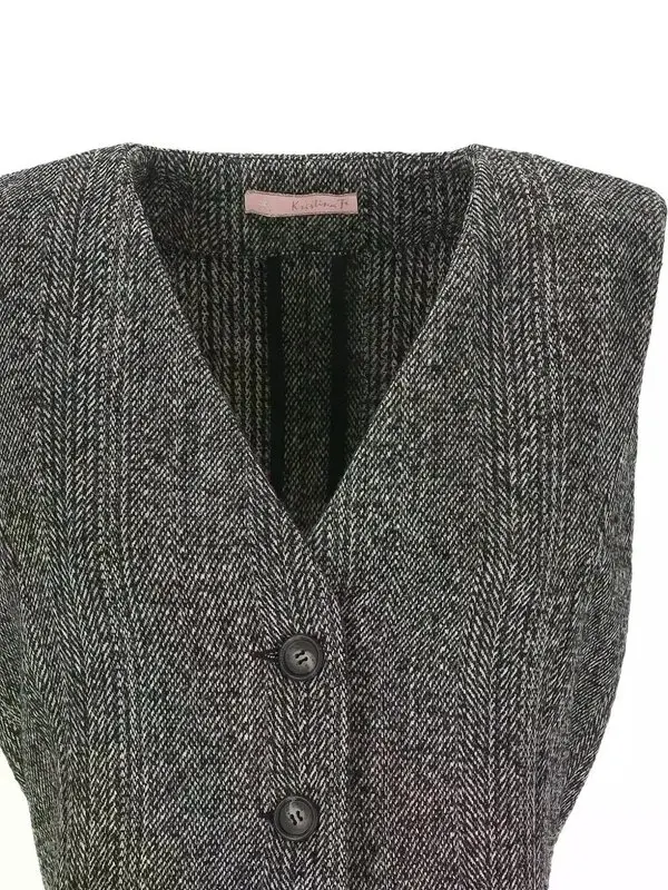 KRISTINA TI Herringbone-pattern Belted Jacket