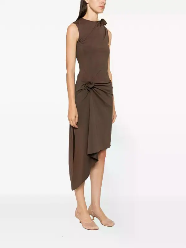 Coperni Flower-detail Asymmetric Midi Dress