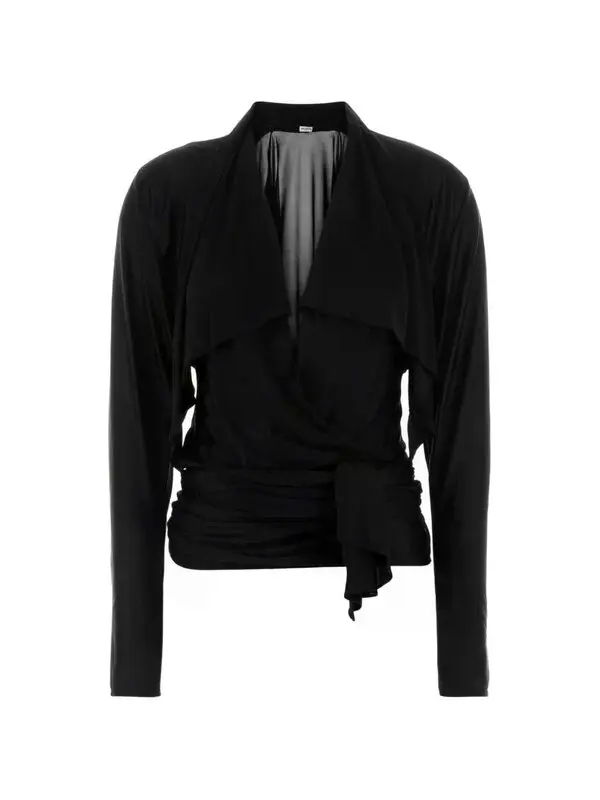 Balmain Draped Open-neck Top