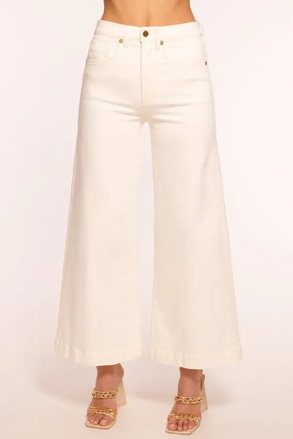 Ramy Brook Tyra 5-pocket Cropped Wide Leg Jean - White