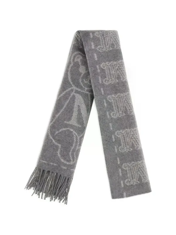 Max Mara Charme Bear-motif Scarf - Grey