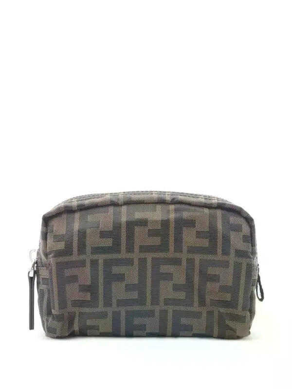 Fendi 2020s Zucca Leather-trim Pouch - Brown