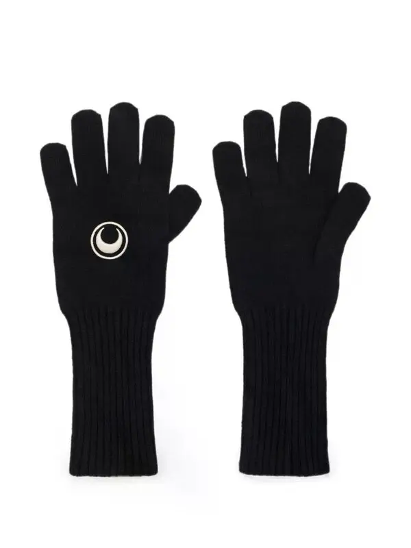 MARINE SERRE Merino Wool Knit Gloves - Black