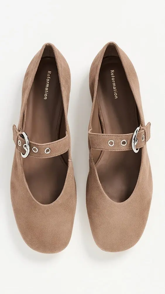 REFORMATION Bethany Ballet Flats - Farro Suede