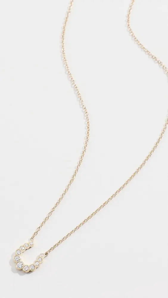 Zoe Chicco 14k Bezel Diamond Horseshoe Necklace