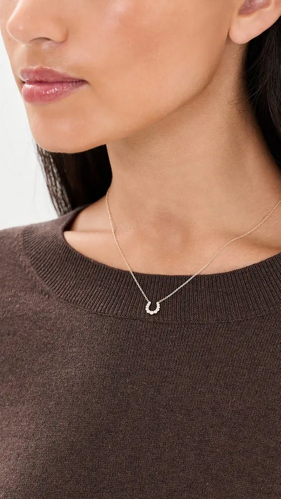 Zoe Chicco 14k Bezel Diamond Horseshoe Necklace