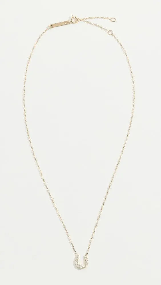 Zoe Chicco 14k Bezel Diamond Horseshoe Necklace