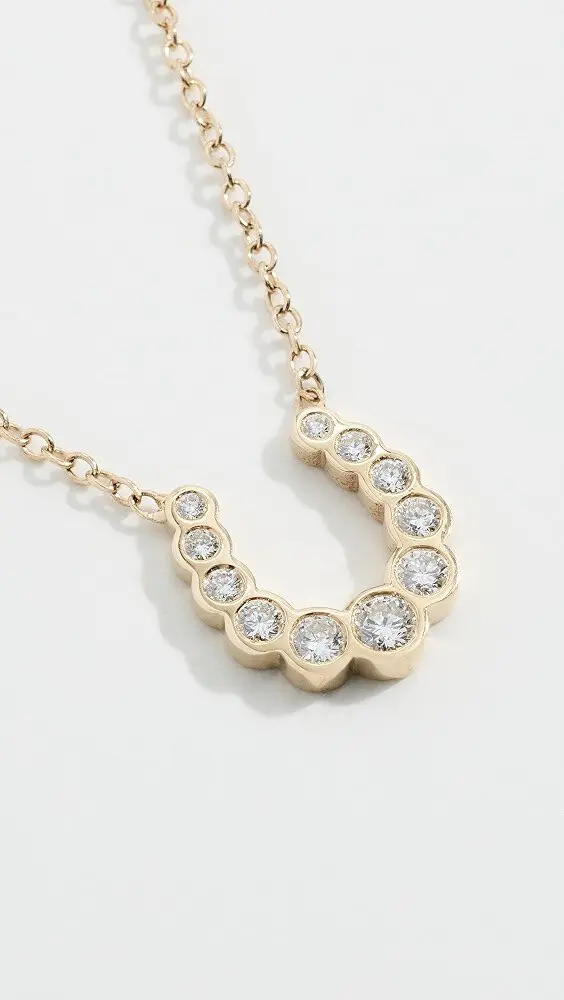 Zoe Chicco 14k Bezel Diamond Horseshoe Necklace