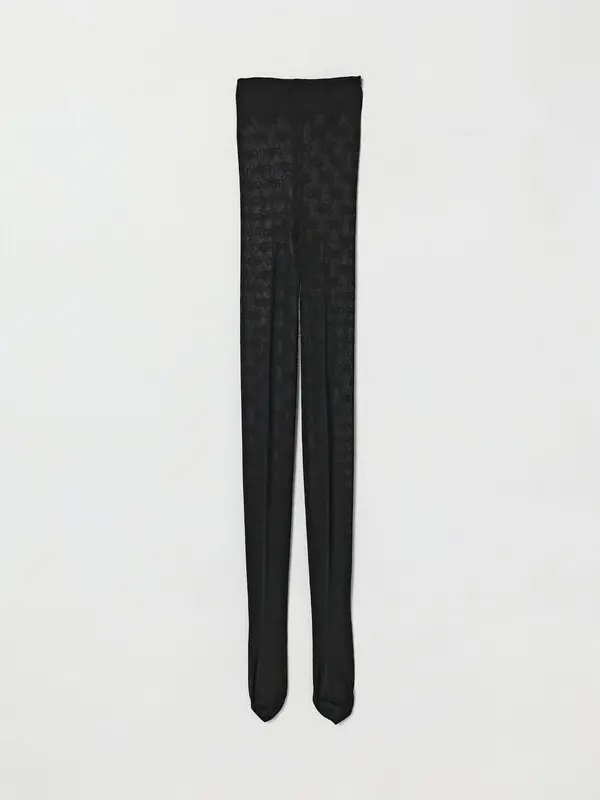 Gucci All-over Gg Monogram Tights In A Stretch Cotton Blend - Black