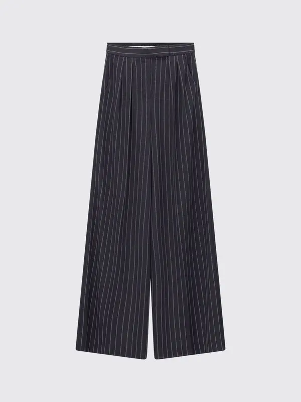 Max Mara High-waisted Pinstripe Wide-leg Trousers In Wool Blend - Blue